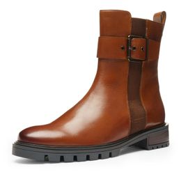Ara Damen Stiefelette "TULSA", Gr. 4,5cognac, Glattleder, unifarben, Schuhe, Biker Boots, Stiefel mit Blockabsatz in G-Weite