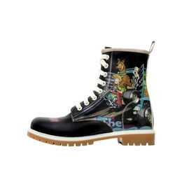 DOGO Damen Schn&uuml;rboots "Long Boots Schn&uuml;rstiefel Midnight Mystery Damen Stiefeletten", Gr. 37schwarz, Lederimitat, Schuhe, Handgefertigt