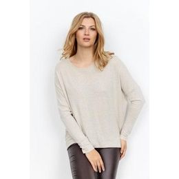 soyaconcept Damen Rundhalsshirt "SC-BIARA 1", beige, Gr. M, meliert, Feinstrick, Obermaterial: 74% Viskose, 21% Polyester, 5% Elasthan, Shirts,