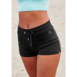active by Lascana LASCANA ACTIVE Damen Shorts, schwarz, Gr. M, unifarben, Interlock, Obermaterial: 100% Baumwolle, Hosen, mit kleinen Seitenschlitzen