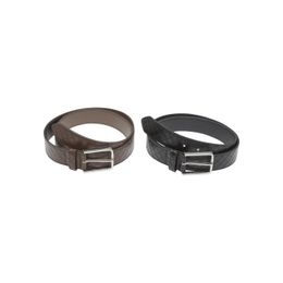 Urban Classics Herren Synthetikg&uuml;rtel "Urban Classics Woven Embossed Synthetic Leather Belt 2-Pack"schwarz, silber, braun, silber, Gr. L, 100%