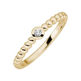 LYOMI Damen Fingerring "585/-Gelbgold 1 synth. Diam. 0,04ct.", 056 (17,8), 0,04 VS = sehr kleine Einschl&uuml;sse, Gold, gold, Gold, Fingerringe