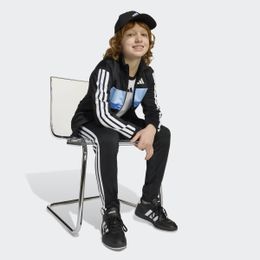 Jungen Trainingsanzug "SEASONAL ESSENTIALS TIBERIO 3-STREIFEN TRICOT KIDS", wei&szlig;, Gr. 164, adidas Sportswear, Obermaterial: 100% Polyester,