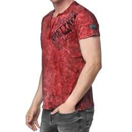 Rusty Neal Herren T-Shirt, rot, Gr. S, bedruckt, 100% Baumwolle, Shirts, im coolen Used-Look-Design