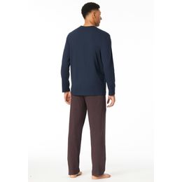 Schiesser Herren Pyjama "Comfort Essentials", Gr. 50, blau, Single Jersey, Obermaterial: 100% Baumwolle, Homewear-Sets, mit V-Ausschnitt und