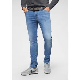 Jack & Jones JACK & JONES Herren Slim-fit-Jeans "JJIGLENN Slim-Fit mit Stretch und praktischer 5-Pocket-Form", blau, Gr. 33, Abriebeffekte, Denim/Jeans,