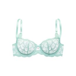 Lascana Damen B&uuml;gel-BH "Nikoletta", Gr. 80, gr&uuml;n, Spitze, Obermaterial: 88% Polyamid, 12% Elasthan, BHs, aus floraler Stickereispitze, sexy Dessous