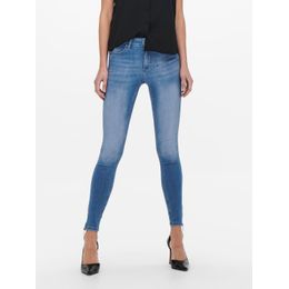 Only Damen Skinny-fit-Jeans "ONLBLUSH MID SKINNY ANKLE ZIP DNM BOX", blau, Gr. L, unifarben, Denim/Jeans, Obermaterial: 92% Baumwolle, 6%