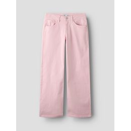name it M&auml;dchen 5-Pocket-Hose "NKFROSE WIDE TWI PANT 1115-TP NOOS", rosa, Gr. 122, unifarben, Twill, Obermaterial: 98% Baumwolle, 2% Elasthan, Hosen,