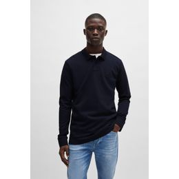 BOSS Orange Herren Poloshirt "Passerby Langarm Regular Fit", blau, Gr. M, bestickt, unifarben, Jersey, Obermaterial: 95% Baumwolle, 5% Elasthan,