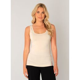 Base Level Damen Tr&auml;gertop "Yippie", beige, Basic, Gr. 36, unifarben, Jersey, Obermaterial: 94% Baumwolle, 6% Elasthan, Tops, mit breiten Tr&auml;gern