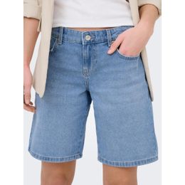 Only Damen Jeansbermudas "ONLRHONA LW SHORTS DNM", blau, Gr. XS, unifarben, Denim/Jeans, Obermaterial: 100% Baumwolle, Jeans
