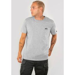 Herren Rundhalsshirt "BASIC T SMALL LOGO", grau, Gr. XL, Alpha Industries, bedruckt, meliert, Single Jersey, Obermaterial: 100% Baumwolle, Shirts,
