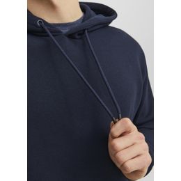 Jack & Jones JACK & JONES Herren Kapuzensweatshirt "JJEBRADLEY SWEAT HOOD NOOS", blau, Gr. L, unifarben, angeraute Sweatware, Obermaterial: 61% Polyester, 39%