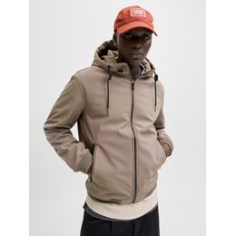 Jack & Jones JACK & JONES Herren Softshelljacke "JJEBASIC mit wasserabweisender Funktion", beige, Gr. L, unifarben, Web, Obermaterial: 100% Polyester, Jacken,