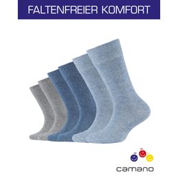 Camano M&auml;dchen Socken "ca-soft", Gr. 35, blau, Baumwolle, Elasthan, Polyamid, unifarben, Socken, mit Komfortbund und gepolsterten Zehen-/Fersenbereich