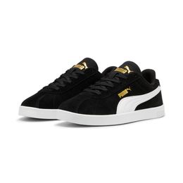 Puma M&auml;dchen Sneaker "CLUB II JR", Gr. 38,5, schwarz-wei&szlig;, Leder, Schuhe, aus Leder, mit Schn&uuml;rung, mit leicht profilierter Gummilaufsohle