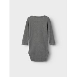name it M&auml;dchen Langarmbody "NBMKAB LS BODY NOOS", Gr. 68, grau, Feinripp, Obermaterial: 57% Baumwolle, 38% Modal, 5% Elasthan, meliert, unifarben,