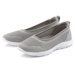 Lascana Damen Sneaker Ballerinas "Halbschuh, Slip-On-Sneaker", Gr. 38, grau, Obermaterial: 100% Textilmaterial. Decksohle: 100% Textilmaterial.