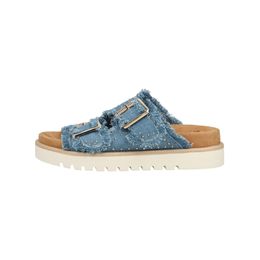Mustang Shoes Damen Pantolette "Mustang Shoes Pantoletten Textil", Gr. 39, blau, Textil, Schuhe