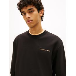 Tommy Jeans Herren Sweatshirt "TJM REG LINEAR CREW EXT", schwarz, Gr. S, Sweatware, Obermaterial: 80% Baumwolle, 20% Polyester, Sweatshirts, mit