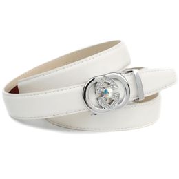 Anthoni Crown Damen Lederg&uuml;rtel, wei&szlig;, Gr. 90, unifarben, Leder, G&uuml;rtel, Eleganter Klassiker in schwarz mit Glitzersteinen