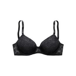Vivance Damen Push-up-BH "Julia", Gr. 100, schwarz, Spitze, Obermaterial: 67% Polyamid, 22% Polyester, 11% Elasthan, BHs, mit B&uuml;gel aus zarter Spitze