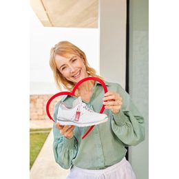 Rieker Damen Slip-On Sneaker, Gr. 42, wei&szlig;, Lederimitat, Textil, Schuhe, Slipper, Schlupfschuh, Freizeitschuh 150 Jahre Rieker Jubil&auml;umsartikel
