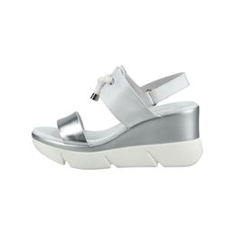 Nero Giardini Damen Keilsandalette "Nero Giardini Sandalen Leder", Gr. 40, silber, Leder, Schuhe
