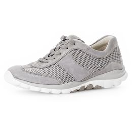 ROLLINGSOFT Damen Keilsneaker, Gr. 44, grau, Textil, Veloursleder, Schuhe, Freizeitschuh, Halbschuh, Schn&uuml;rschuh mit Logoschriftzug