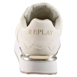 Replay Damen Plateausneaker, Gr. 38, wei&szlig;, Lederimitat, kontrastfarbene Details, Schuhe, Trend-Sneaker, Schn&uuml;rschuh, Freizeitschuh mit