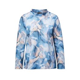 GOLDNER Damen Kurzarmshirt "Kurzgr&ouml;&szlig;e Sweatshirt", blau, Gr. 25, Obermaterial: 70% Viskose CV. 25% Polyester PES. 5% Elasthan EL., Shirts,