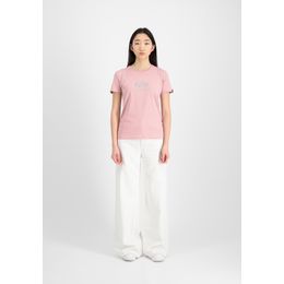 Damen T-Shirt "New Basic T-Shirt BL Glitter W", rosa, Gr. S, Alpha Industries, Obermaterial: 100% Baumwolle, Shirts