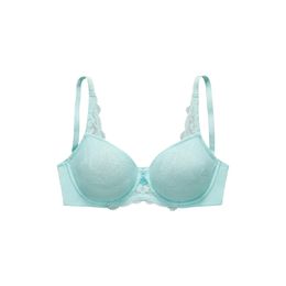 Damen Minimizer-BH, Nuance BY LASCANA, Gr. 85, blau, Mesh, Spitze, Obermaterial: 86% Polyamid, 14% Elasthan, BHs, mit B&uuml;gel mit Schmetterlingsmotiv &ndash;