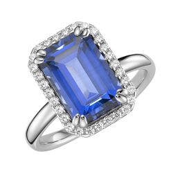 Damen Silberring "in blau, fuchsia oder lila, Zirkonia wei&szlig;, Silber 925", 58, Silber 925 (Sterlingsilber), blau, Giorgio Martello MILANO, Silber 925