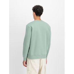 Herren Sweatshirt "Basic Sweater small Logo", gr&uuml;n, Gr. S, Alpha Industries, bedruckt, angeraute Sweatware, Obermaterial: 80% Baumwolle, 20%