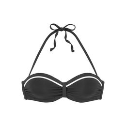 Vivance Damen B&uuml;gel-Bandeau-Bikini-Top "Lorena", schwarz, Gr. 40, unifarben, Recycling-Polyamid, Bikini-Oberteile, mit kontrastfarbenem Piping