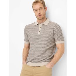 Brax Herren Kurzarmhemd "Style PASCAL"beige, Gr. S, Strick, 44% Baumwolle, 36% Leinen, 20% Polyester, Hemden