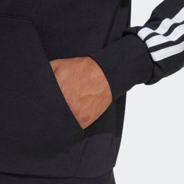 Herren Kapuzensweatshirt "ESSENTIALS 3-STREIFEN FRENCH TERRY", schwarz-wei&szlig;, Gr. M, adidas Sportswear, Obermaterial: 55% Baumwolle, 36% Polyester, 9%