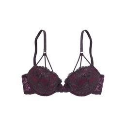 Lascana Damen Push-up-BH, Gr. 70, lila, Spitze, Obermaterial: 60% Polyamid, 35% Polyester, 5% Elasthan, BHs, mit dekorativen Tr&auml;gern, sexy Dessous