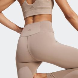 Damen Trainingstights "ALL ME 7/8-LEGGINGS", beige, Gr. L, adidas Performance, Obermaterial: 79% Polyester, 21% Elasthan, Hosen