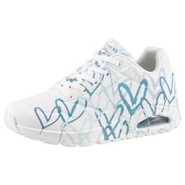 Skechers Damen Wedgesneaker "UNO-SPREAD THE LOVE", Gr. 35, blau, Lederimitat, kontrastfarbene Details, Schuhe, Freizeitschuh, Halbschuh, Schn&uuml;rschuh