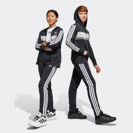 Jungen Trainingsanzug "SEASONAL ESSENTIALS TIBERIO 3-STREIFEN KIDS", schwarz-wei&szlig;, Gr. 152, adidas Sportswear, Obermaterial: 70% Baumwolle, 30%