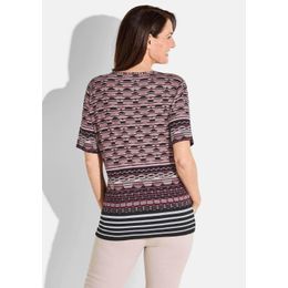 GOLDNER Damen T-Shirt "Halbarm Oberteil mit Streifen, Viskose", schwarz, Gr. 44, Obermaterial: 95% Viskose CV. 5% Elasthan EL., Shirts,