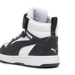Puma Kinder Sneaker "Puma Rebound V6 Mid Sneakers Kinder", Gr. 24, schwarz-wei&szlig;, Obermaterial: Textil, Synthetik; Futter: Textil; Innensohle: Textil;