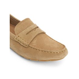 Tommy Hilfiger Damen Slipper "FLAG SOFT SUEDE DRIVER LOAFER", Gr. 37beige, Veloursleder, unifarben, Schuhe, Schlupfschuh, Bequemschuh, Mokassin,