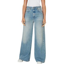 Pepe Jeans Damen Schlagjeans "WIDE LEG JEANS UHW"used dirty blau, Gr. 26, Denim/Jeans, Obermaterial: 100% Baumwolle, Jeans