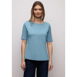 Street One Damen T-Shirt, blau, Gr. 34, unifarben, Web, 100% Baumwolle, Shirts, aus reiner Baumwolle
