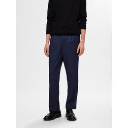 Selected Herren Chinohose "SLH190-REG TAPERED LEROY PLEAT PANT NOOS", blau, Basic, Gr. XL, unifarben, Web, Obermaterial: 68% Polyester, 30% Viskose,