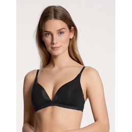 Calida Damen Triangel-BH "Cate", Gr. 70, schwarz, Single Jersey, Obermaterial: 85% Baumwolle, 15% Elasthan, unifarben, BHs, Satinblende, ohne B&uuml;gel,